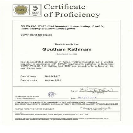 Cswip 3.1 certificate 302593 | PDF