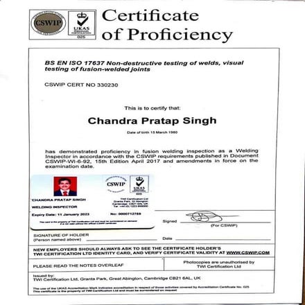 Cswip certficate | PDF