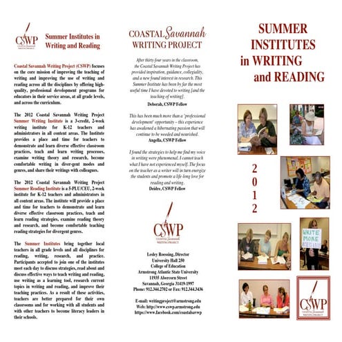 CSWP 2012 Summer Institutes brochure | PPT