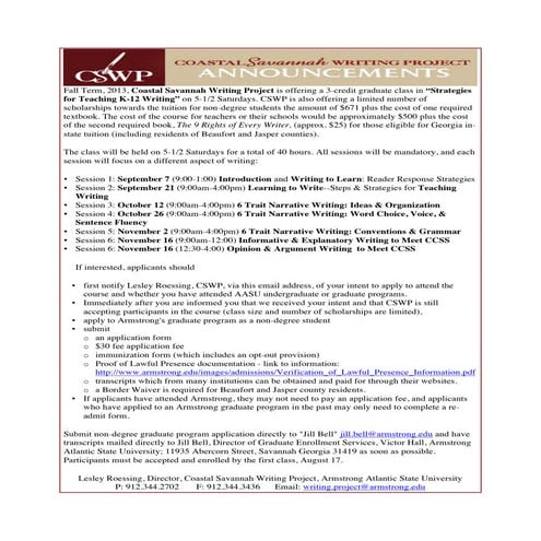 CSWP graduate course "Teaching K-12 Writing" | PDF