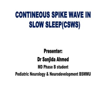 Continuous Spike Web during Sleep - (CSWS) | PPT