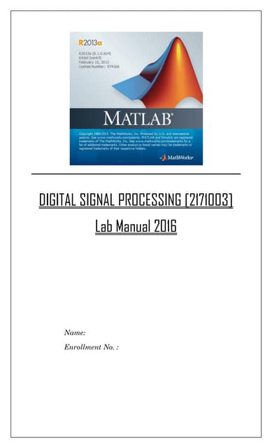 Digital signal Processing all matlab code with Lab report | PDF