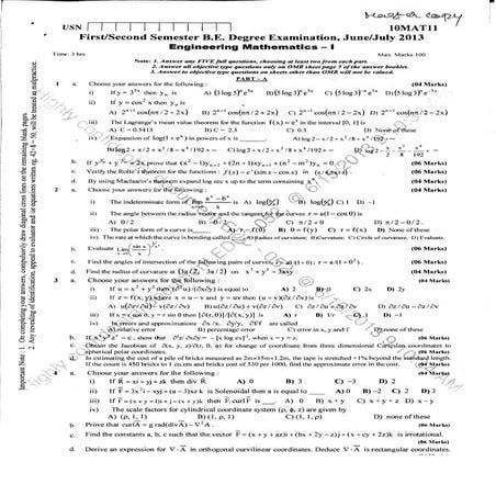 Chemistry sycle papers july 2013 (1st Year VTU) | PDF