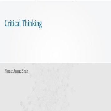 Critical Thinking | PDF
