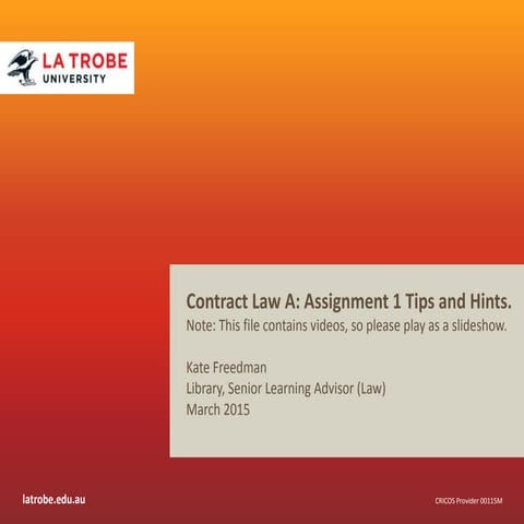 Contract Law A: Assessment 1 Help | PPT
