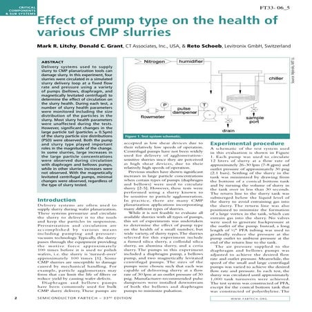 Effect of Pump Type on the health of various CMP slurries | PDF