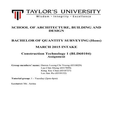 Construction technology assignment | DOCX
