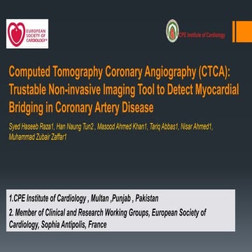 Cardiac CT Angiography to detect Myocardial Bridging | PDF