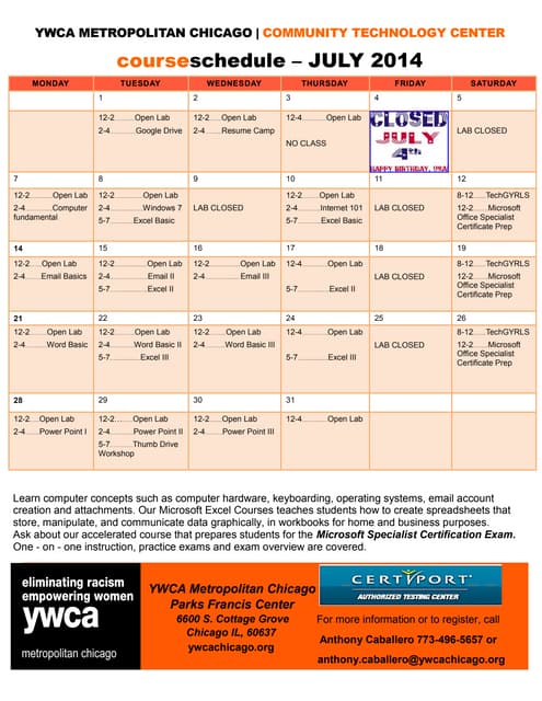 August 2014 ctc schedule | PDF