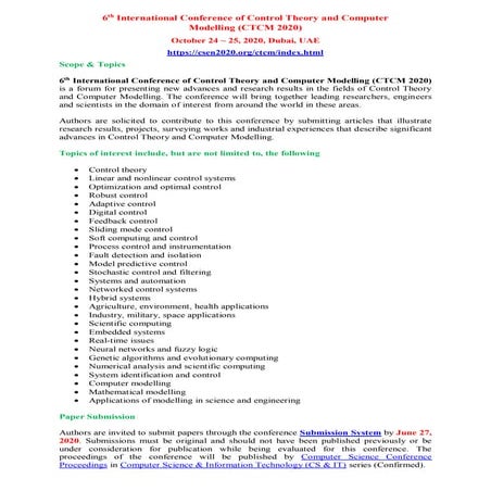 11th International Conference of Control Theory and Computer Modelling ...