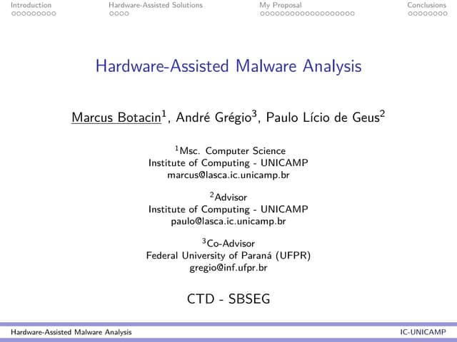 Hardware-Assisted Malware Analysis | PPT Hardware-Assisted Malware Analysis | PPT