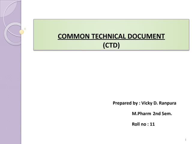 Common Technical Document (CTD) | PPTX