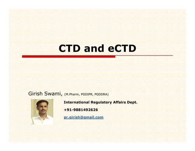Common Technical Document (CTD) | PPTX | Pharmaceutical Industry ...