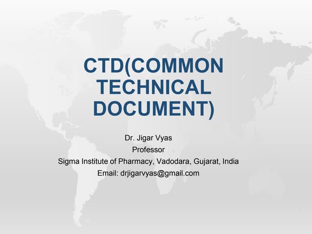 Dossier Preparation/ CTD (Common Technical Document) | PPTX