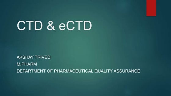 CTD and eCTD | PDF | Pharmaceutical Drugs | Medical Health