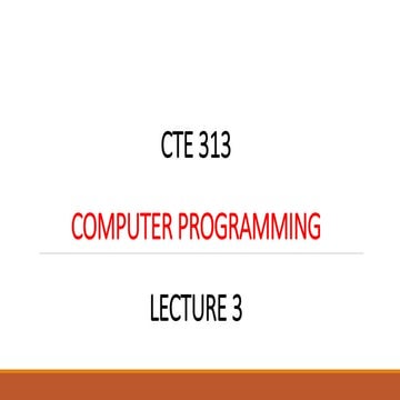 CTE 313 - Lecture 3.pptx | Free Download