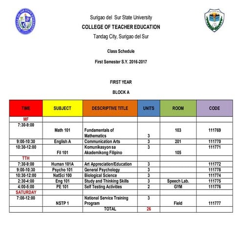 CTE -4TH YEAR SCHEDULE /A.Y.2016-2017..SDSSU-MAIN | PPT