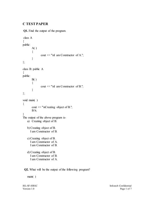 C Test Pdf Free Download