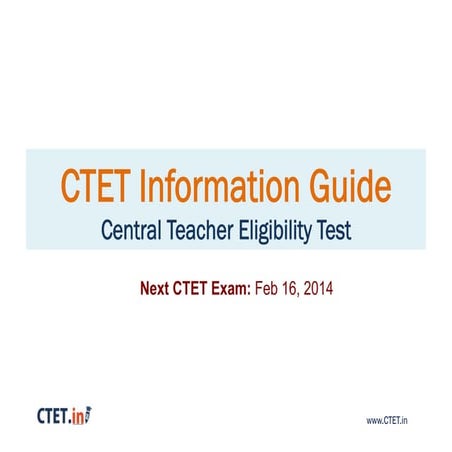 CTET Exam - Central Teacher Eligibility Test | PDF