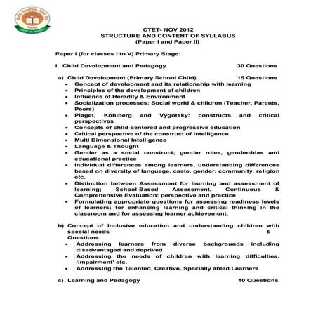 Ctet syllabus | PDF