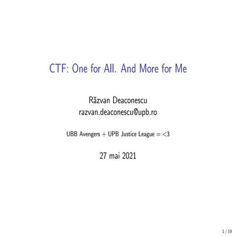 CTF: One for All. And More for Me | PDF