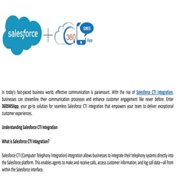 Cti Integration Salesforce 360 Sms App Pptx Computer Software And