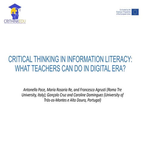 Critical Thinking in Information Literacy: what teachers can do in ...