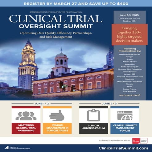 CHI's Clinical Trial Oversight Summit, June 1-3, 2015, Boston, MA | PDF