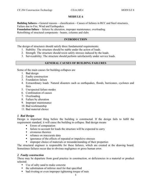 Building Failures and its Causes- Theory of structures | PPTX