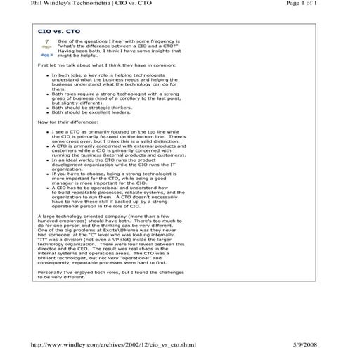 Cto Vs Cio | PDF