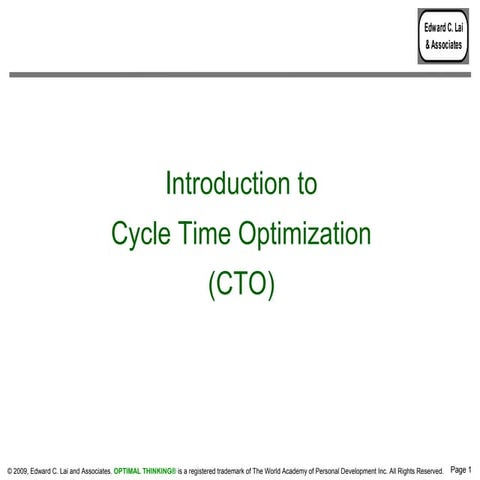 Cycle Time Optimization | PDF
