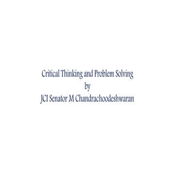 Critical Thinking and Problem Solving | PPTX