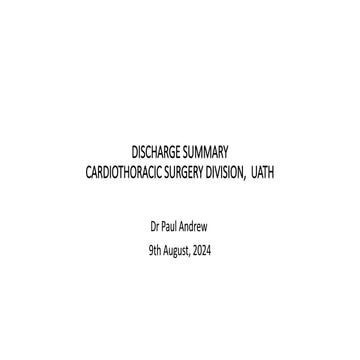 Cardiothoracic surgery discharge summary | PPT
