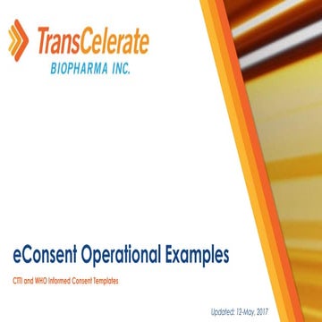 eConsent Initiative - eConsent Operational Examples | PPT