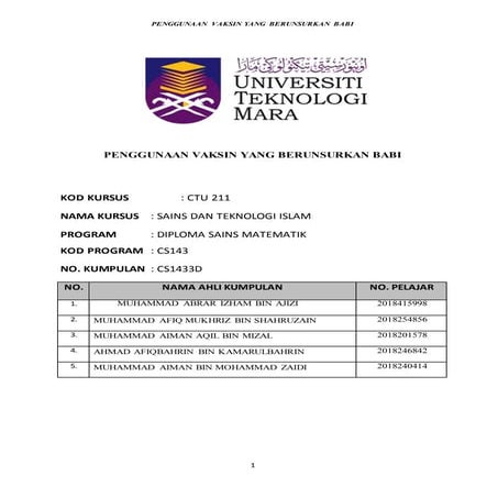 CTU 211 (Sains dan Teknologi Islam) | DOCX