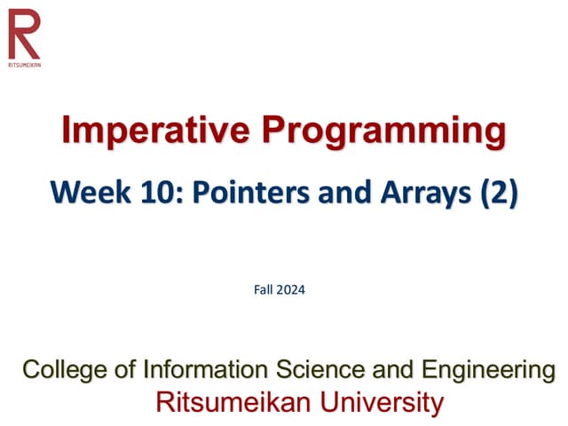 C Programming Tutorials Pointers Presentation Pdf