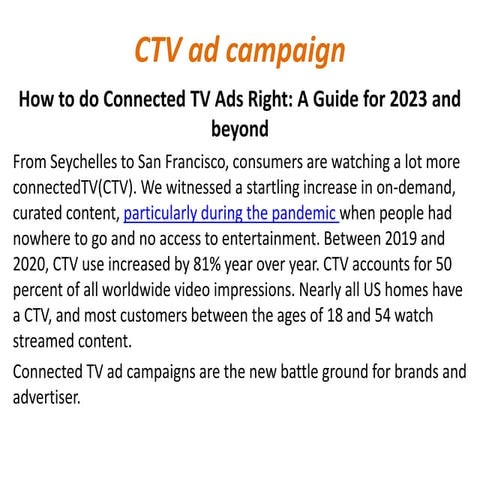 What’s & Why’s of Connected TV Ads! | PPTX