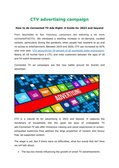 In-Stream, CTV Advertising and Video Ad-Formats: IAB New Guidelines | PDF