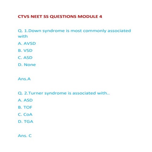 Ctvs neet ss questions module 4 | PDF