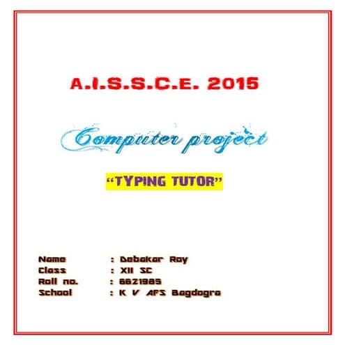 C++ typing tutor by debakar roy | DOCX