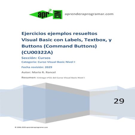 Cu00322 a codigo ejemplo visual basic forms labels textbox command buttons | PDF