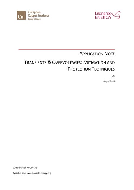 Transient Overvoltages And Currents Mitigation And Protection