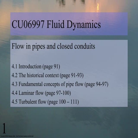 Cu06997 lecture 6_flow in pipes 1_2013 | PPT