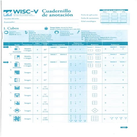 Protocolo de Registro y Anotación del WISC IV incluyendo BUSQUEDA DE ...