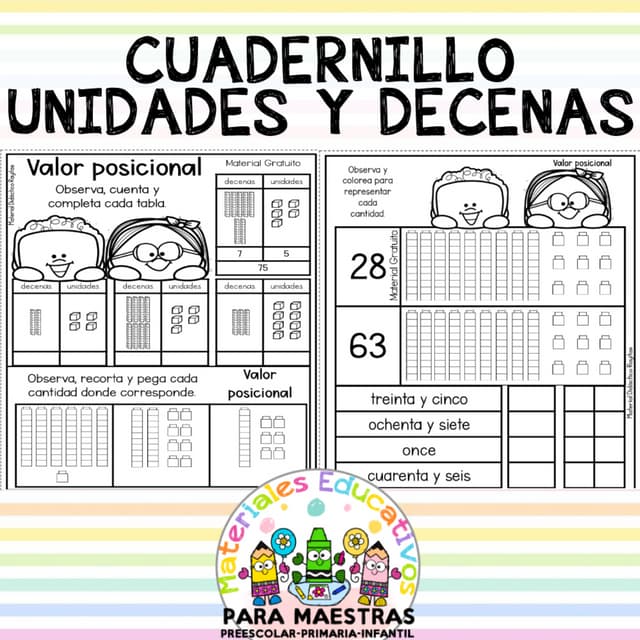Cuaderno con unidades y decenas recopilado por Materiales Educativos ...