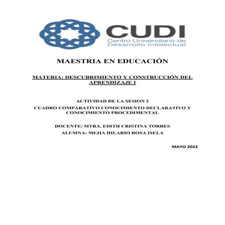 conocimiento declarativo y procedimental | PDF