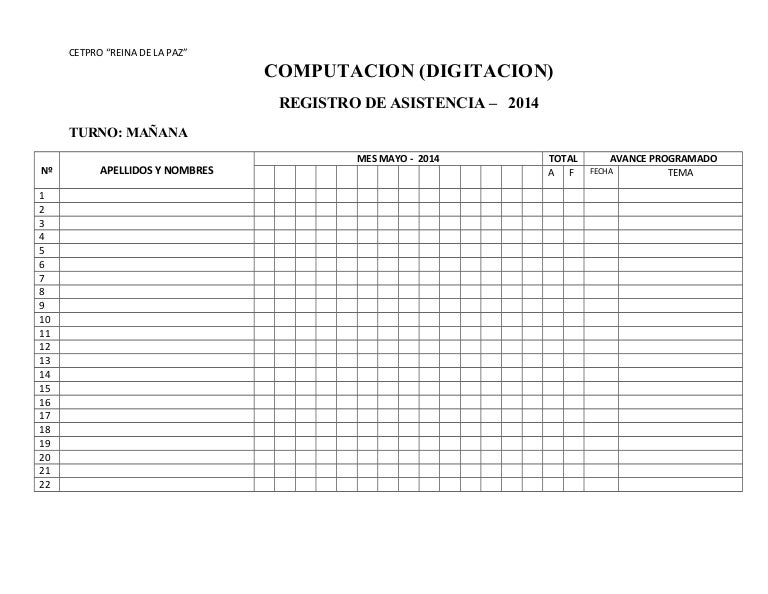 Cuadro de asistencia