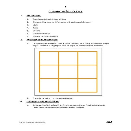 Ejercicios de cuadrados mágicos | DOCX