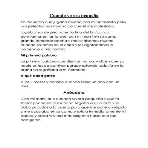 Cuando yo era pequeña | DOCX