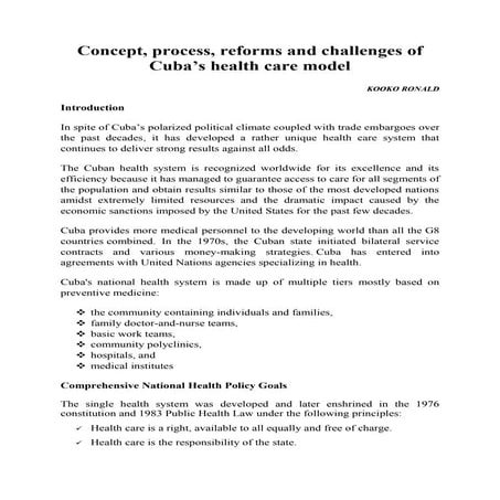 Cuba Healthcare system | PDF